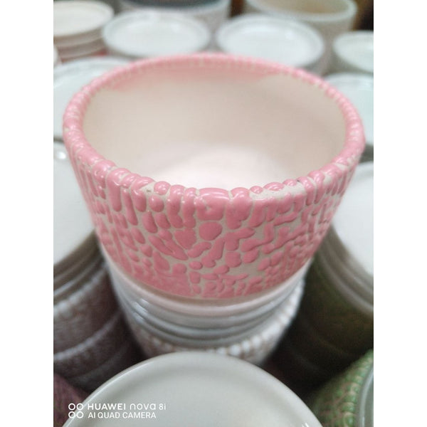Pebble Shallow Ceramic Pot with Catchplate (3 × 1.5 in) – Plant Culture PH